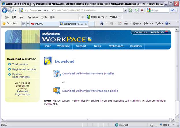 Download and savethe installation file and manuals from www.workpace.com